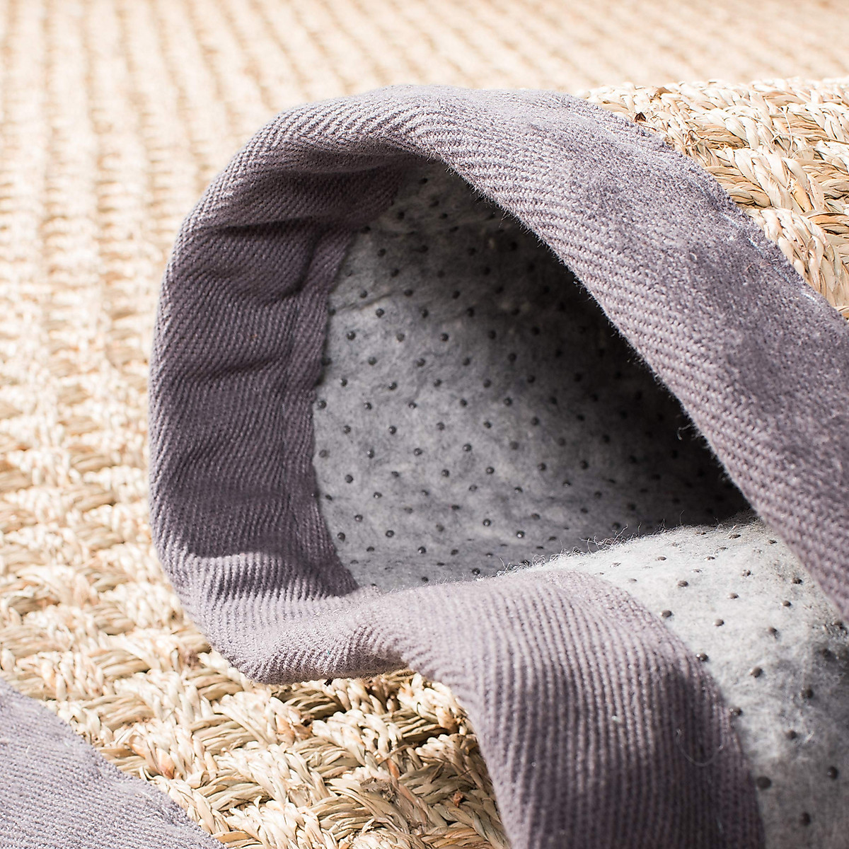 SAFAVIEH Natural Fiber Collection Area Rug - 5' x 8', Natural & Dark Grey, Border Basketweave Seagrass Design, Easy Care, Ideal for High Traffic Areas in Living Room, Bedroom (NF114Q)