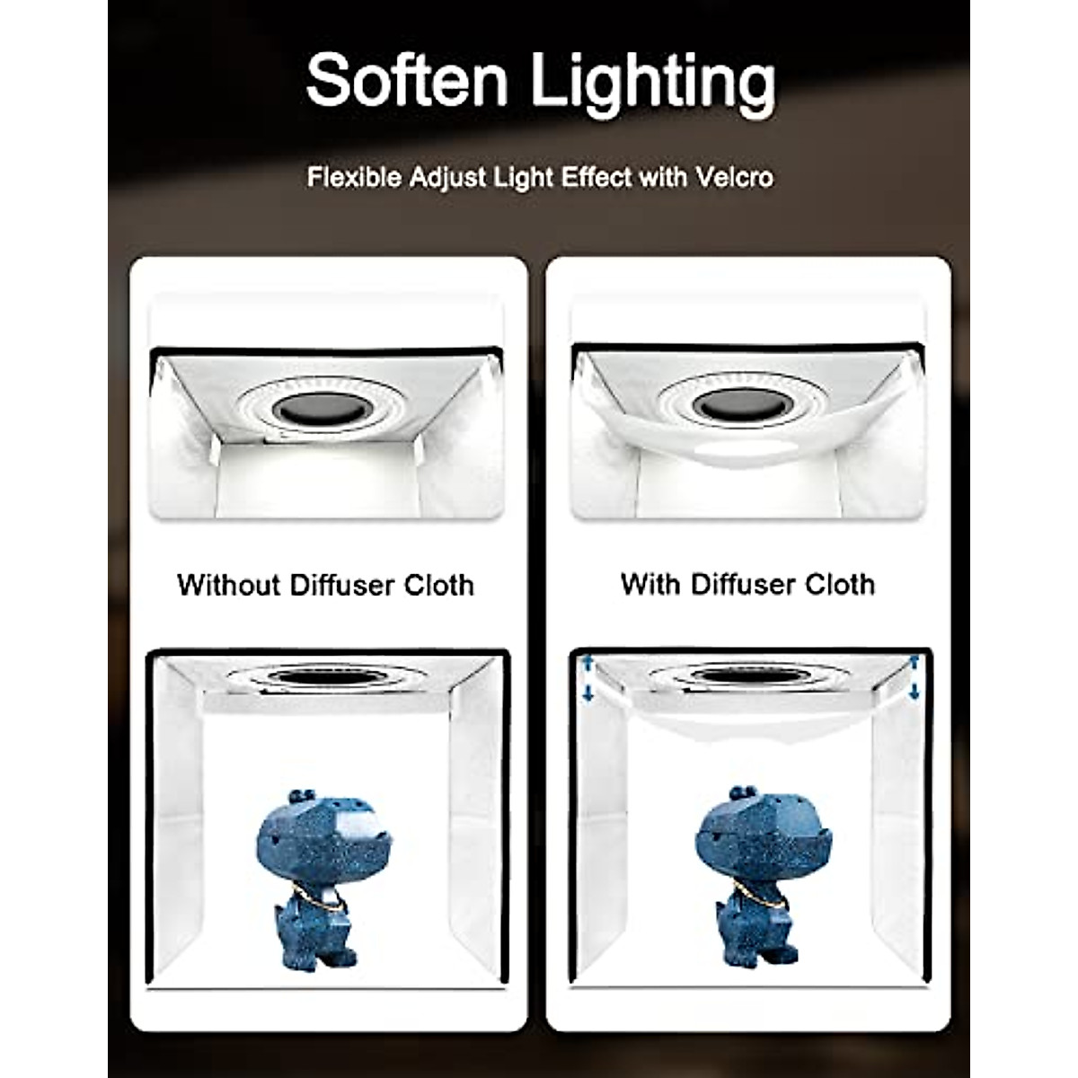 DUCLUS Light Box Photography, 16x16 inch Portable Photo Studio Box with 160 LED Dimmable Lights, 6 PVC & 2 Paper Backdrops for Product Photography.