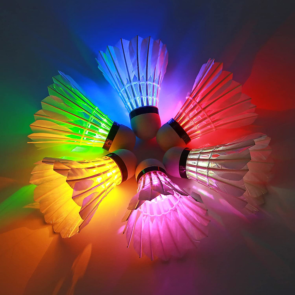 Ohuhu Shuttlecock, LED Birdies Badminton Glow in The Dark Lighting Badminton Birdies Goose Feather Shuttlecocks Light up for Outdoor Indoor Adults Sport Activities