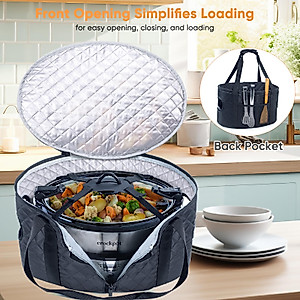 BAGSPRITE Slow Cooker Carrying Case Compatible with 6-8 Quart Crockpot Carrier for Hot Food and Hamlton Beach Slow Cooker Tote with Lid Fastener for Crock-pot Dust Cover Applicances