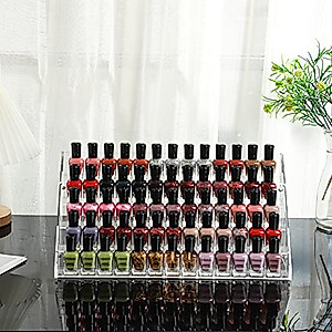Cq acrylic Nail Polish Holder Organizer Clear Acrylic Nail Polish Tray Fingernail Polish Display case 5 layers 72 Bottles Essential Oils Holder Sunglasses Eyewear Organizer Display Case