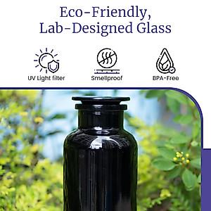 Infinity Jars Round jar Black Ultraviolet Glass Refillable Empty Apothecary Jar 250 ml (8.4 Fl oz) with Airtight Glass Lid for Tea, Spices, Dried Goods, Herb Storage | Smell Proof Jar 3-Pack