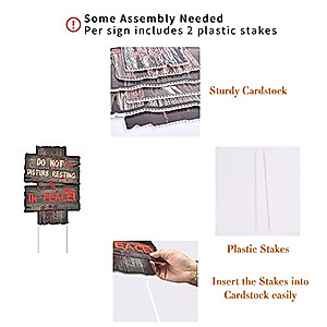 CaseTank Halloween Decorations Outdoor 6 Pack Halloween Decor Yard Signs Beware Warning Bloody Signs with Stakes for Halloween Lawn,Haunted House,Garden,Driveway Decor Scary Theme Party Supplies