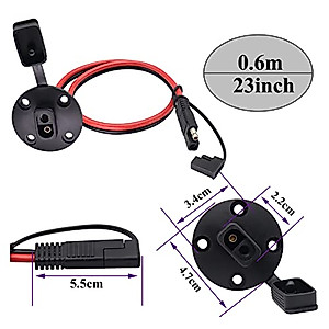AAOTOKK (2Pack 10AWG SAE Weatherproof Cable SAE Power Socket Sidewall Port Connector Cable SAE Panel Mount Charging Cable SAE Quick Connect Jack for Solar Generator Battery Charger Cord (0.6M/SAE)