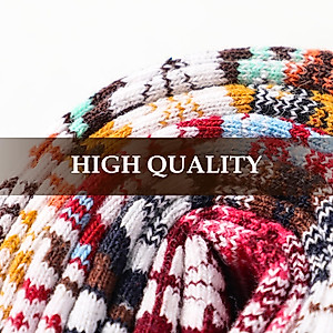 Nimalpal Wool Socks for Women - Soft 5 Pairs Wool Socks Womens for Winter Hiking Cozy Warm, Octagon Ethnic