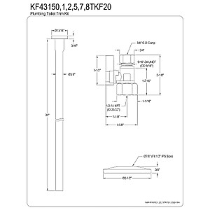 Kingston Brass KF43157TKF20 Trimscape Toilet Supply Kit, 1/2" FIP x 3/8" OD Comp Straight Valve, Brushed Brass