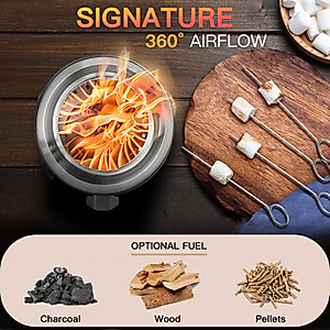 ZITYBEST Tabletop Fire Pit with Flame Control & Stand, 6.3x9.5" Low Smoke Mini Firepit for Outdoor Patio with Travel Bag & Skewer, Small Smokeless Portable Fire Bowl for Camping Yard Road Trip