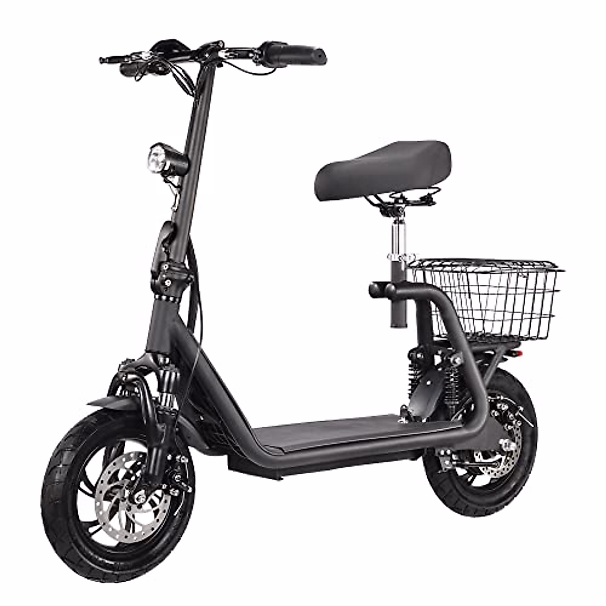 SAY YEAH Adult Electric Scooter with Seat & Carry Basket, New Upgraded 500W 36V Up to 15 Mph- LCD Display-Moped for Adults-Foldable-Oversized Soft Seat-Dual Shock Absorption E-Bike
