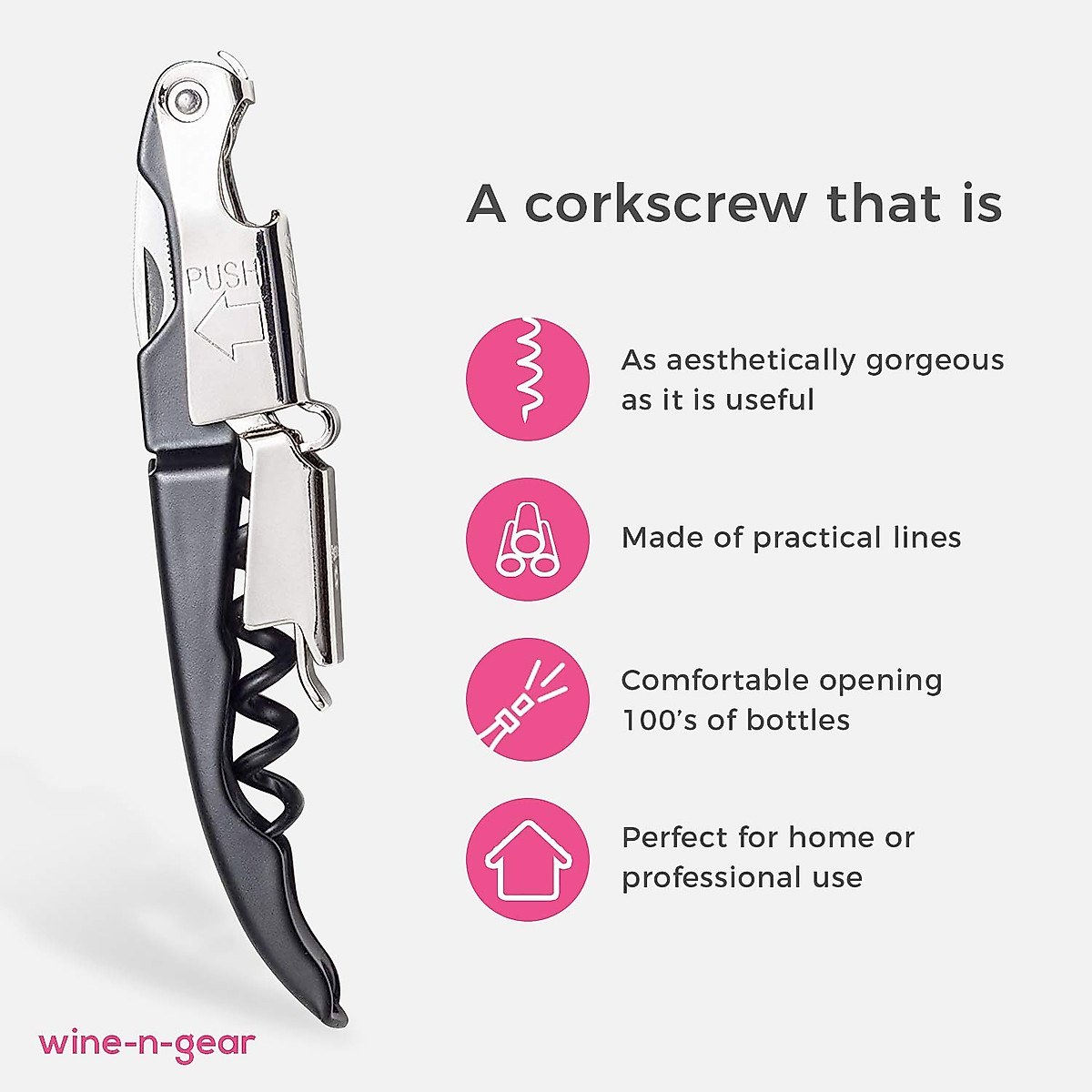 Innovation Waiters Corkscrew By Coutale Sommelier - Black - French Patented Manual Double Lever Wine Bottle Opener for Bartenders and Gifts - Patented Auto Knife Closure