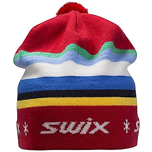 Swix Women's Gunde Skiing Hiking Leisure Daily Retro Style Wool Beanie Hat, Red