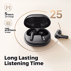 SoundPEATS Life Wireless Earbuds, Active Noise Cancelling Bluetooth 5.2 Headphones, Wireless Earphones with Dual Mic AI ENC for Clear Calls, Transparency Mode, 25 Hours of Playtime, Immersive Sound