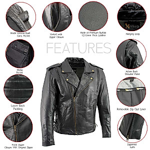 Xelement B7210 Men's 'Cool Rider' Black Vented Leather Motorcycle Jacket - 2X-Large