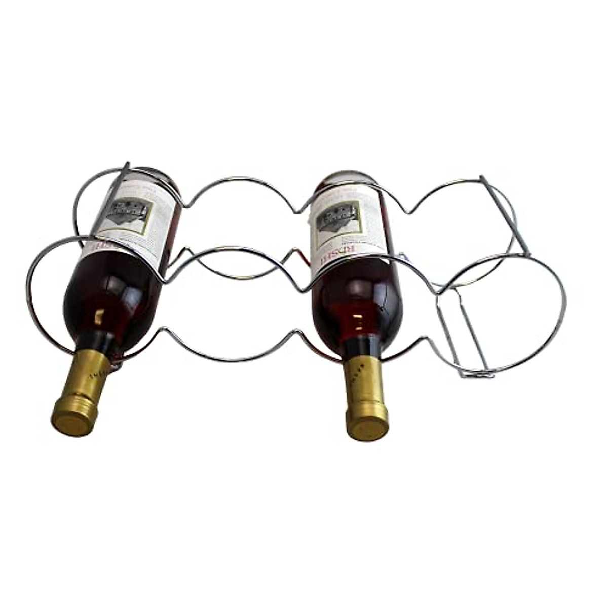 Dependable Stackable Table Top Wine Rack Holds 4 Wine Bottles Silver Chrome