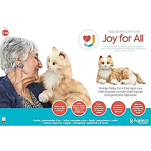 JOY FOR ALL Companion Pet for Seniors - Lifelike Animatronic Cat - Realistic Soft-Touch Fur & Purring - Therapy Stuffed Animal - Toy for Alzheimer's & Dementia - Orange Tabby