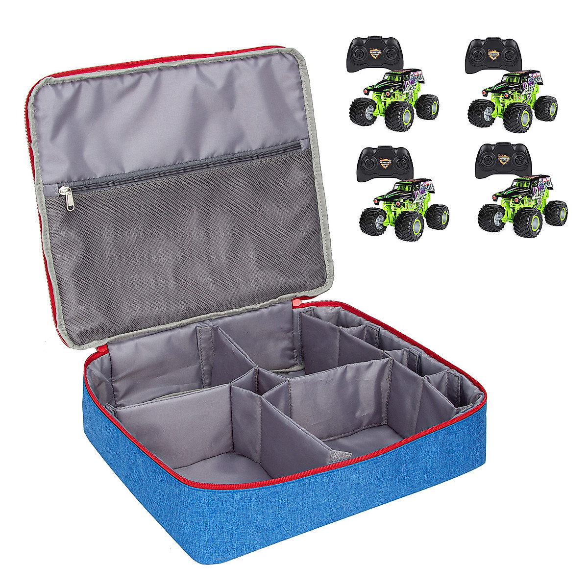 KISLANE Toy Cars Storage Compatible with Monster Jam Remote Control Truck, Carrying Case Fits for 1:24 Scale Monster Jam Truck for Kids, Bag Only (Blue)