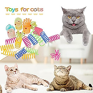 30 Pieces Cat Springs Cat Spiral Toys Cat Fetch Chew Toy Kitten Pet Plastic Coil Spiral Springs for Kitten Bouncing Play Training, 2 Styles