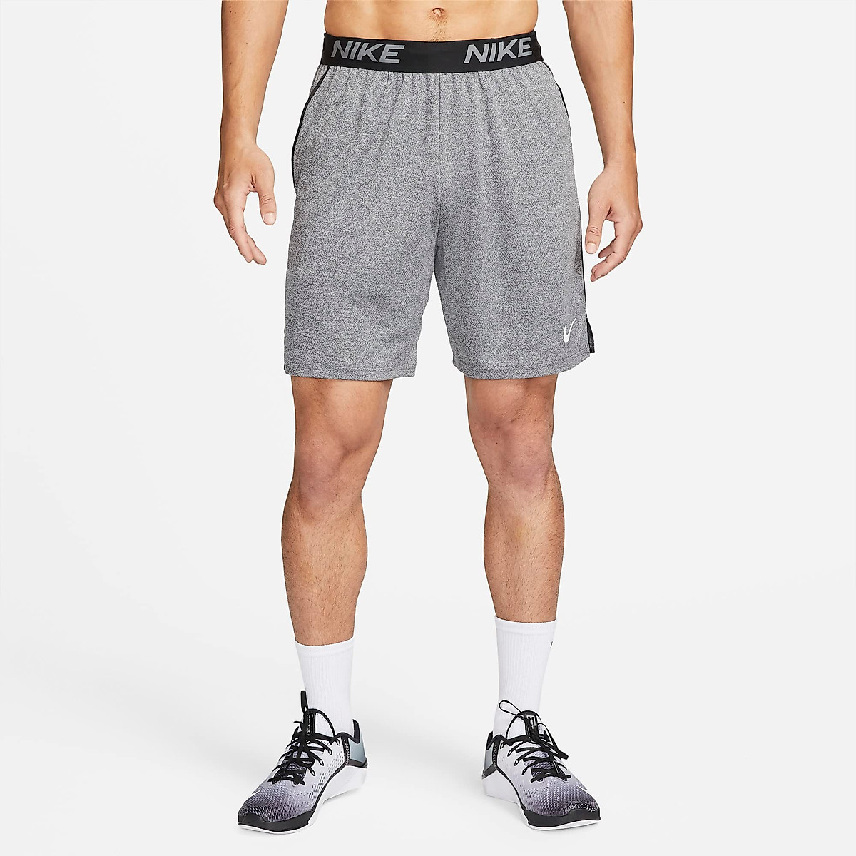 Nike Dri-FIT Hybrid Veneer Men's Training Shorts (as1, Alpha, l, Regular, Regular, Black/Heather/White)