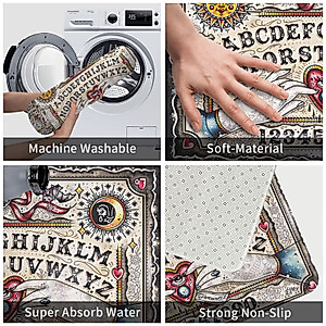 Sharkiss Welcome Door Mats Witch Devil Ouija Board Sun and Moon Outdoor Indoor Doormats Floor Mat Home Carpets Rug for Entrance Front Kitchen Bedroom Garden Bathroom 15.7 X 23.6 Inch, White, One Size