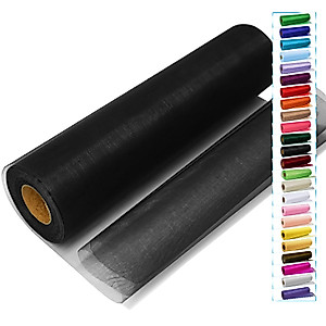 Black Tulle Crystal Organza Fabric Rolls 12 Inch by 50 Yards (150 feet) Sheer Fabric for DIY Tutu Bow Halloween Decoration Baby Shower Birthday Party Wedding Christmas Craft Supplies