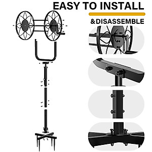 EVEAGE Garden Hose Reel Holder - Freestanding 360 Degree Rotate Reel, Heavy Duty Metal Stand, Support 150ft Water Hose of 5/8 Inches, Suitable for Outdoor Gardens, Lawns and Courtyards