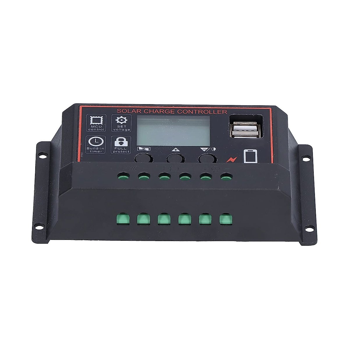 Walfront Smart Controller 3A Dual USB Solar Battery Panel Charging Protection Device Solar Battery Regulator with LCD Display 12V/24V(30A), Solar Controller