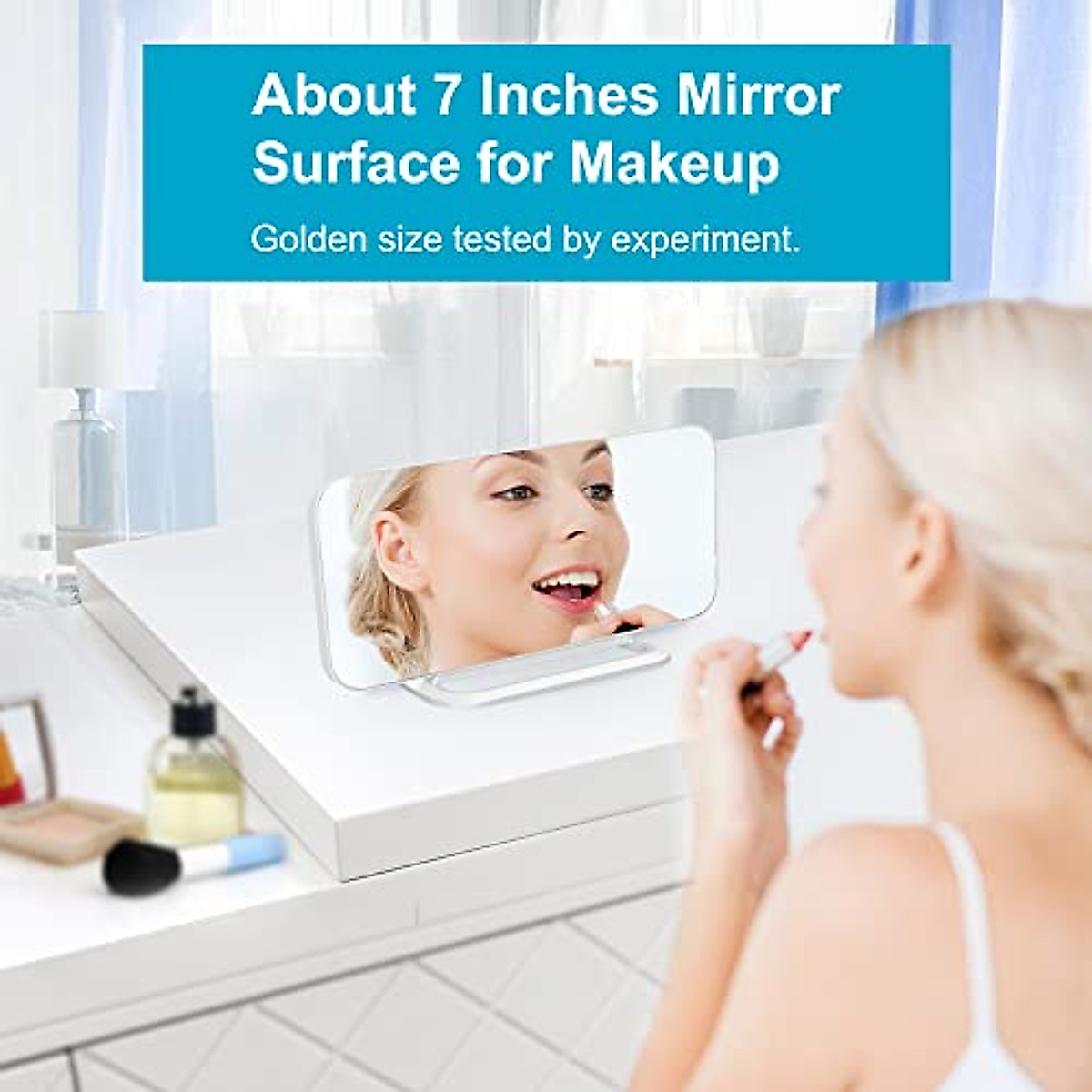 Slim LED Digital Alarm Clock, Mirror Surface for Makeup, with Diming, Large Display, Easy Setting, USB Ports, Modern Decor for Bedroom, Desk, Christmas, Birthday Gift for Women, Daughter, Girl, White