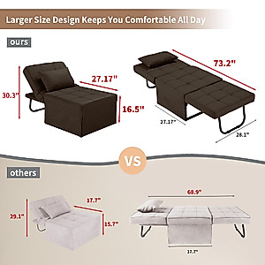 Diophros Sofa Bed, Convertible Couch Chair 4 in 1 Multi-Function Modern Folding Ottoman Guest Sleeper Bed with Adjustable Backrest for Small Room Apartment, Medium