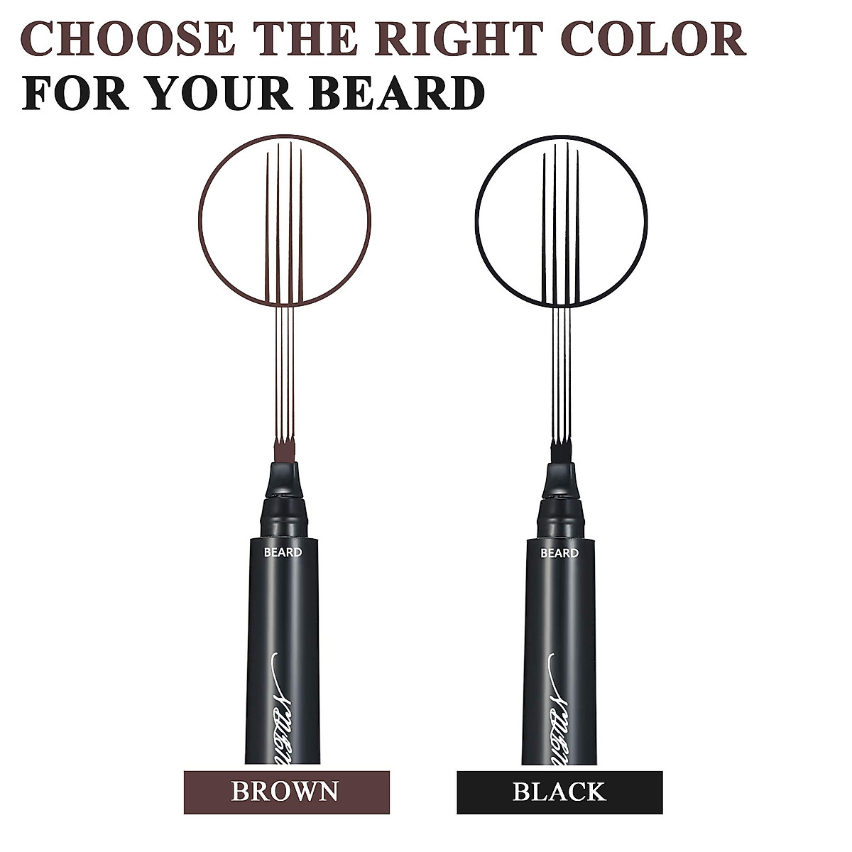 2PCS Beard Pencil Filler for Men - Sweat Proof, Water Resistance, Long Lasting & Natural Finish barber Pencil, Mustache Repair Shape(BROWN)