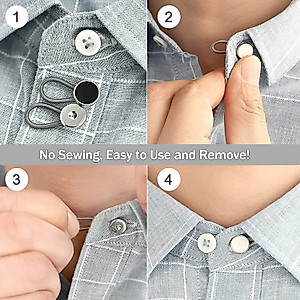 24 Pcs Extender Button Set, Flexible Adjustable Elastic Waist Extender Button, Invisible Collar Neck Extenders, No-Sew Extend Buttons for Women and Men's Pants Jeans Skirts Clothing Supplies