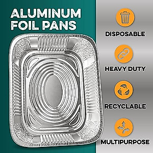 Aluminum Pans 9x13 [30 Pack] Aluminum Foil Pans Trays - Disposable Pans for Baking, BBQ Grilling, Roasting, Cake Serving Dishes, Catering Supplies, Steam Table Chafing Pans, Half Size Tin Foil Pan