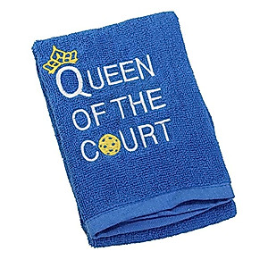 Embroidered Pickleball Towel Gift King/Queen of The Court Pickleball Towel with Clip (Pickleball Queen)