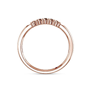 GEMVIO Collection Five Stone Ring, Round Cut Natural Morganite Gemstone Engagement Ring in 14K Rose Gold Over Sterling Silver Anniversary Wedding Band Ring(0.15 Cttw)-5.5