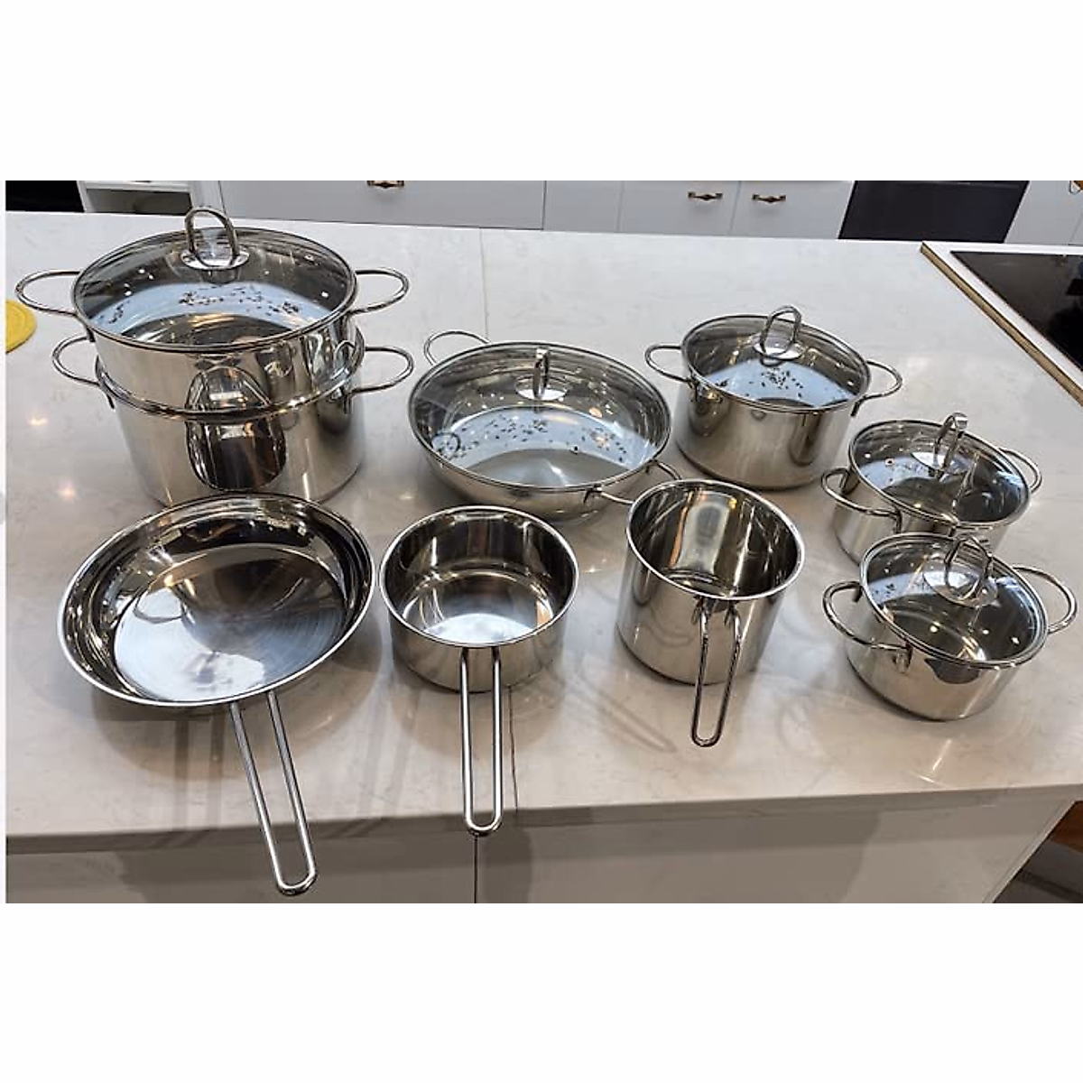 14 Pc Stainless Steel Cookware Set - stainless steel pots and pans set, cookware set Hungered Handle with Lids for Home and Restaurant
