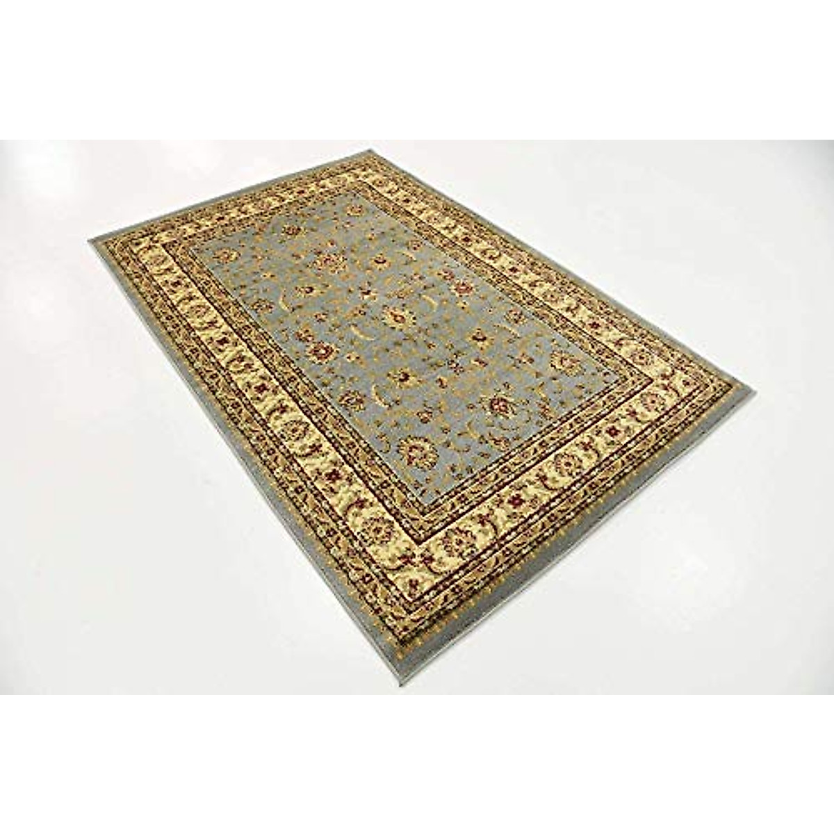 Unique Loom Voyage Collection Traditional Oriental Classic Intricate Design Area Rug (4' 0 x 6' 0 Rectangular, Light Blue/Gold)
