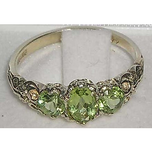 LetsBuyGold 925 Sterling Silver Real Genuine Peridot Womens Anniversary Ring - Size 8