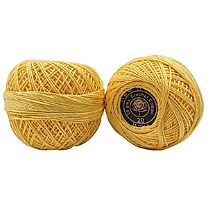 S2J Lot of 10 Pieces Anchor Yellow Cotton Crochet Embroidery Yarn Thread Tatting Ball