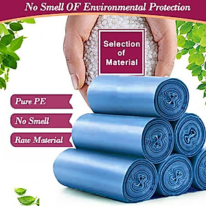 HOMMALY 4 Gallon Small Blue Trash Bags Strong Clear Garbage Bags, Bathroom Trash Can Bin Liners, Plastic Bags for Office, Waste Basket Liner（Blue）