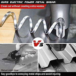 SHALL Electric Metal Cutting Shear, 4.0-Amp Corded Sheet Metal Cutter, Variable Speed with 360 Degree Swivel Head, Continuous Cutting, Clean Cut for 14GA Sheet Metal & 16GA Stainless Steel, 2500 SPM