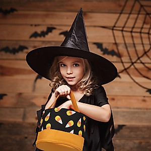 2 Pieces Trick or Treat Bags Halloween Candy Buckets Fabric Candy Tote Bags for Halloween Supplies, 2 Styles (Corn and Dot)