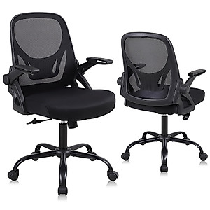 Nusetx Office Chair, Ergonomic Desk Chair - Thick Cushion Adjustable Height Computer Chair with Lumbar Support and Flip-up Armrests, Home Office Desk Chairs, Swivel Executive Task Chair, Black