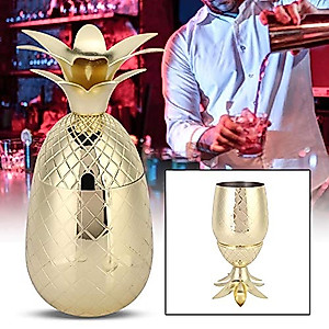 Fdit Stainless Steel Pineapple Cocktail Mixer Drinking Shaker Bar Accessories Pineapple Shape Cocktail Cup