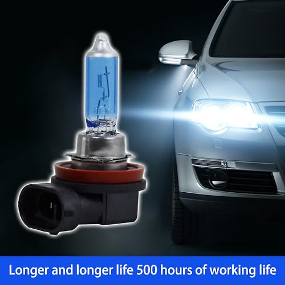 Hawyet 2 PCS 12V 100W Car Halogen Fog Lamp with M Box, Super White Waterproof Automotive Bulb for Low Beam Driving, Universal High Beam Lamp with Plastic Basement (White Light #H11)