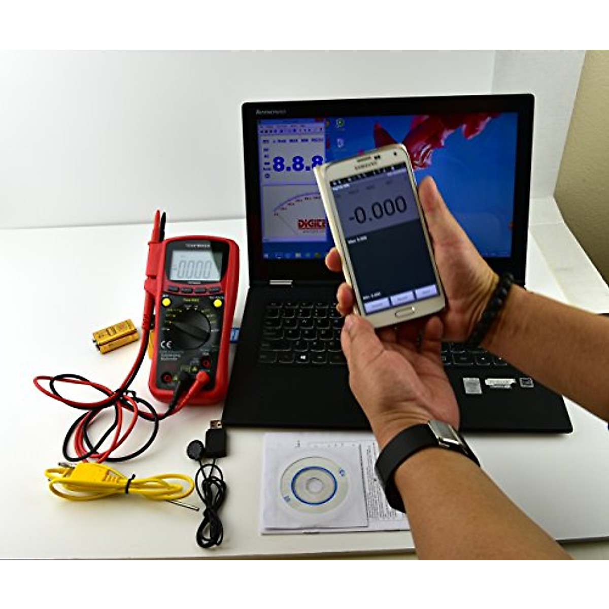 TekPower TP9605BT Auto Ranging Digital True RMS Smart Multimeter with Bluetooth & USB Connection, Free App Available for iOS and Android