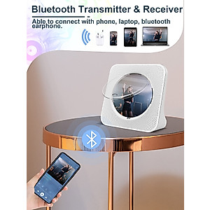 Portable CD Player - Homlab Bluetooth Desktop CD Player with Speakers, Dust Cover, FM Radio, Anti-Skip Protection, Music Player Home Audio Boombox with LCD Display, Remote, Aux Input