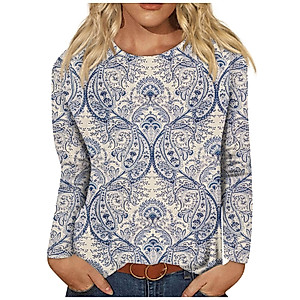 Cute Blouses for Women Cotton Crewneck Graphic Boho Tops for Women Oversized Fashion Plus Size Flannel Shirts Trendy Flowy Tunics Or Tops to Wear with Leggings 02 Gray 3XL