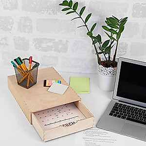 Creative Deco Large Wooden Chest of Drawers | 12.99 x 9.84 x 2.75 in | 1 Compartment | Desk Organizer for Paper-Work Files Folders | Plain Stationery Tray for Office Accessories & Storage