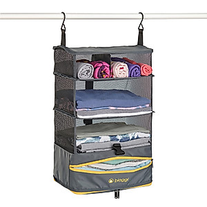 Biaggi Hangmates 3-Tiered ZipCube - Hanging Shelf Cube with Packing Compartments for Travel Organization - Lightweight and Durable - Dimensions 19” x 12” x 9” Opened - MEDIUM
