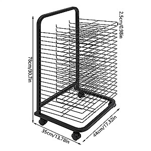 LUOSHALIYA 20 Layers Wire Art Drying Rack, Stackable Metal Stainless Steel Art Rack Power Coated with Pulleys, Flexible Shelves Mobile Cart for Painting Craft Artwork Canvas Storage
