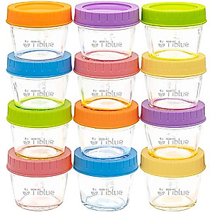Glass Baby Food Storage Containers Set of 12, Leakproof 4 oz Glass Baby Food Jars with Lids & Marker, Reusable Small Glass Baby Food Containers for Infant & Baby, Freezer, Microwave & Dishwasher Safe