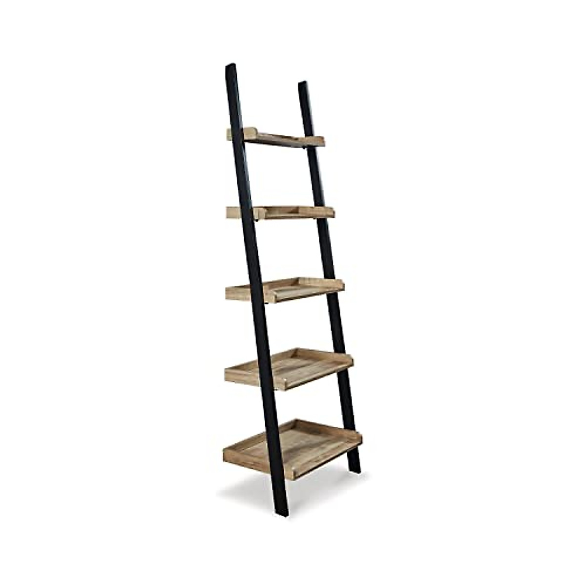 Signature Design by Ashley Gerdanet Urban Industrial 4 Shelf Ladder Bookcase, Light Brown & Black
